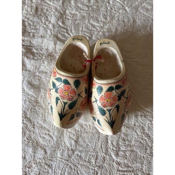 Holland | Accents | Mini Vintage Wooden Holland Dutch Shoes With Floral ...